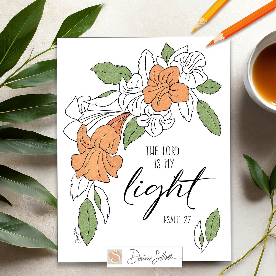 Christian Floral Coloring Sheet, Scripture Quote, Digital Download - Etsy