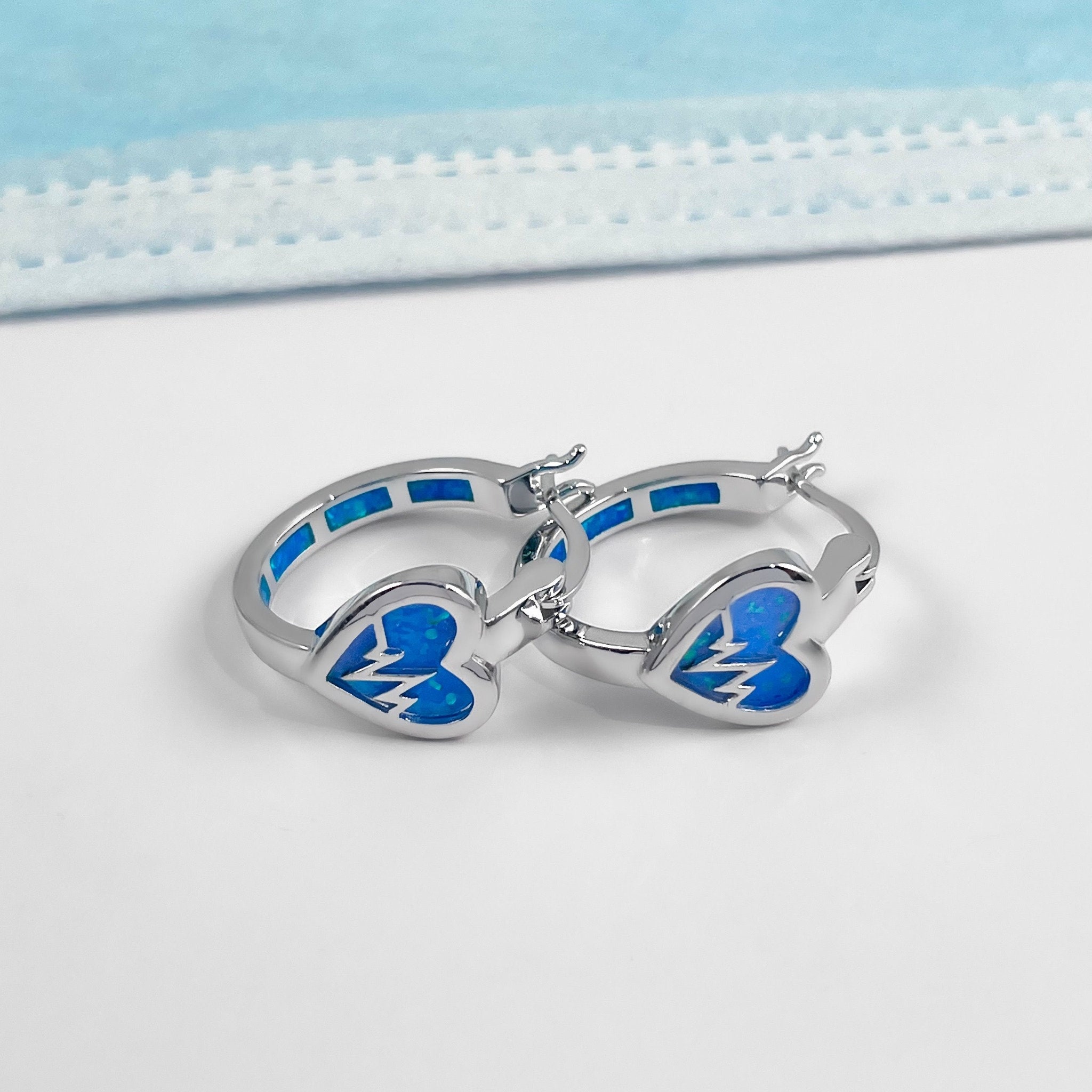 Opal Heart EKG Hoop Earrings, Medical Professional Gift, Healthcare ...