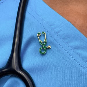 Green/gold Stethoscope Pin, Medical Professional Gift, Nurse Doctor ...