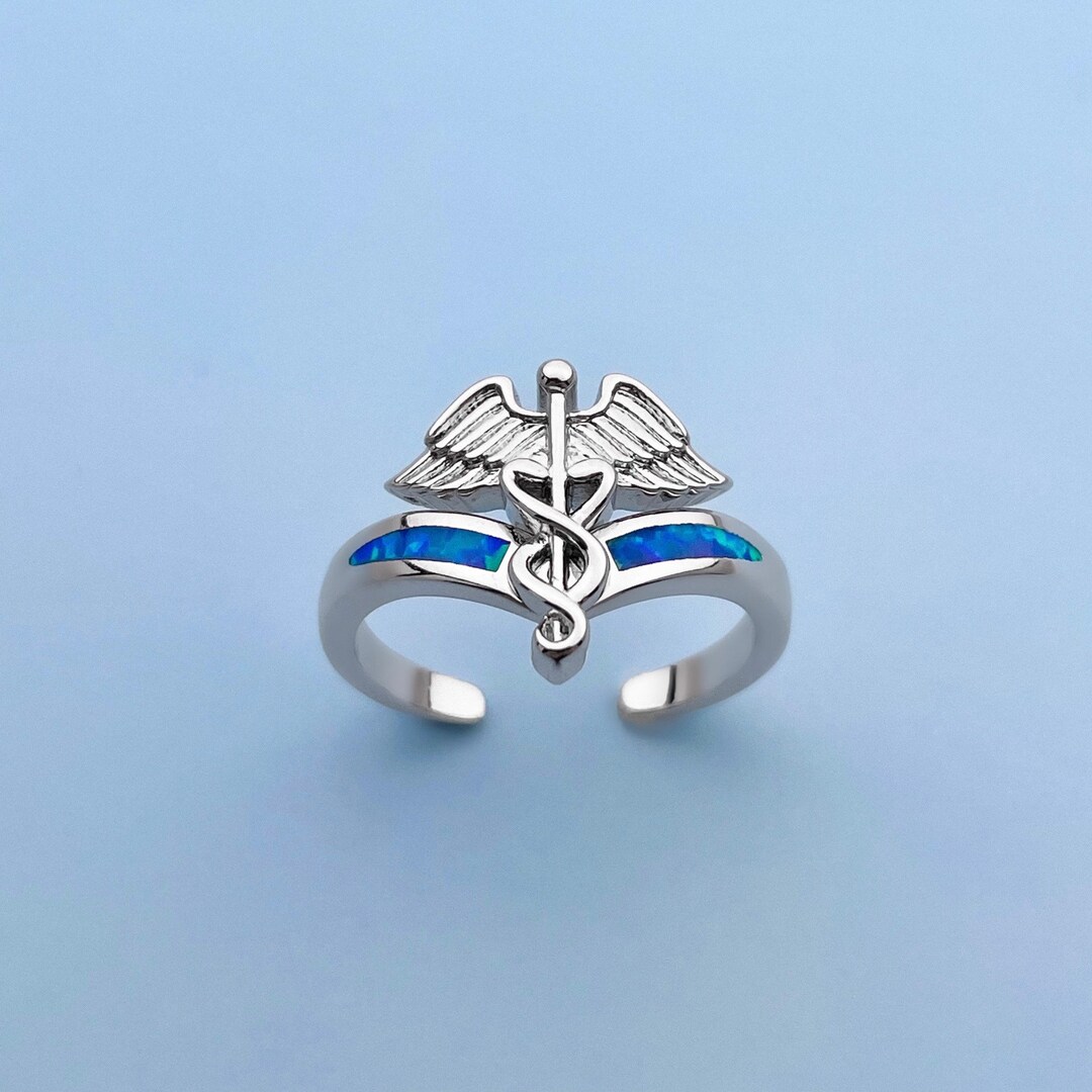Opal Caduceus Ring, Medical Professional Gift, Healthcare Worker Jewelry - Etsy