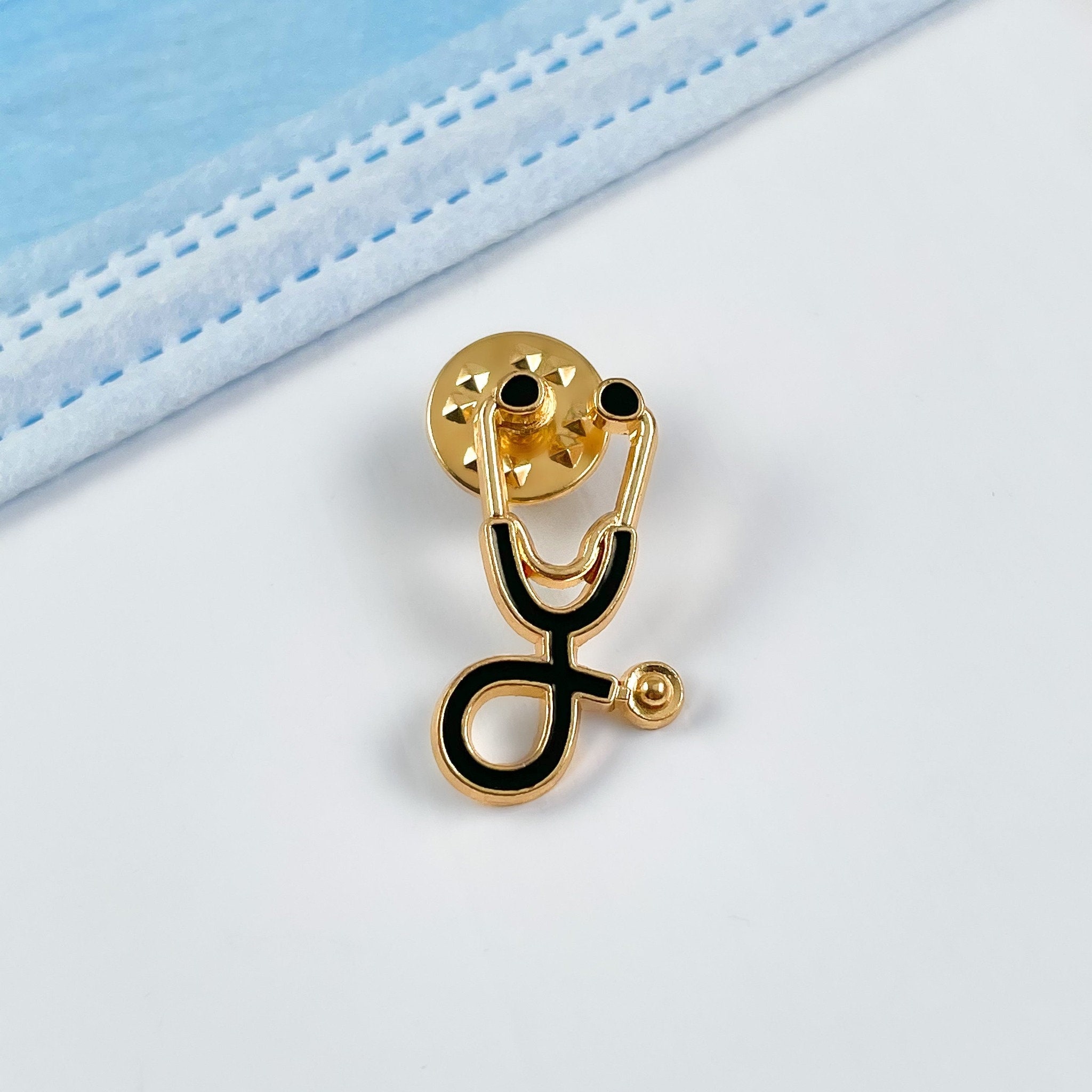 Black/gold Stethoscope Pin, Handmade Medical Accessory, Nurse Gift ...