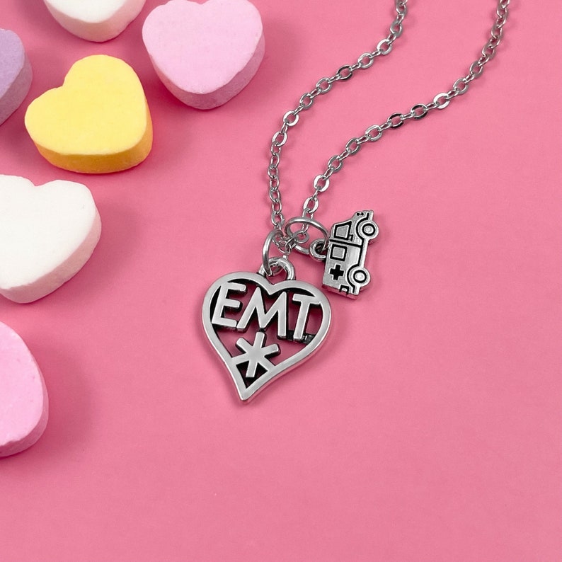 EMT Heart Necklace, Handmade Medical Jewelry, Emergency Medical ...