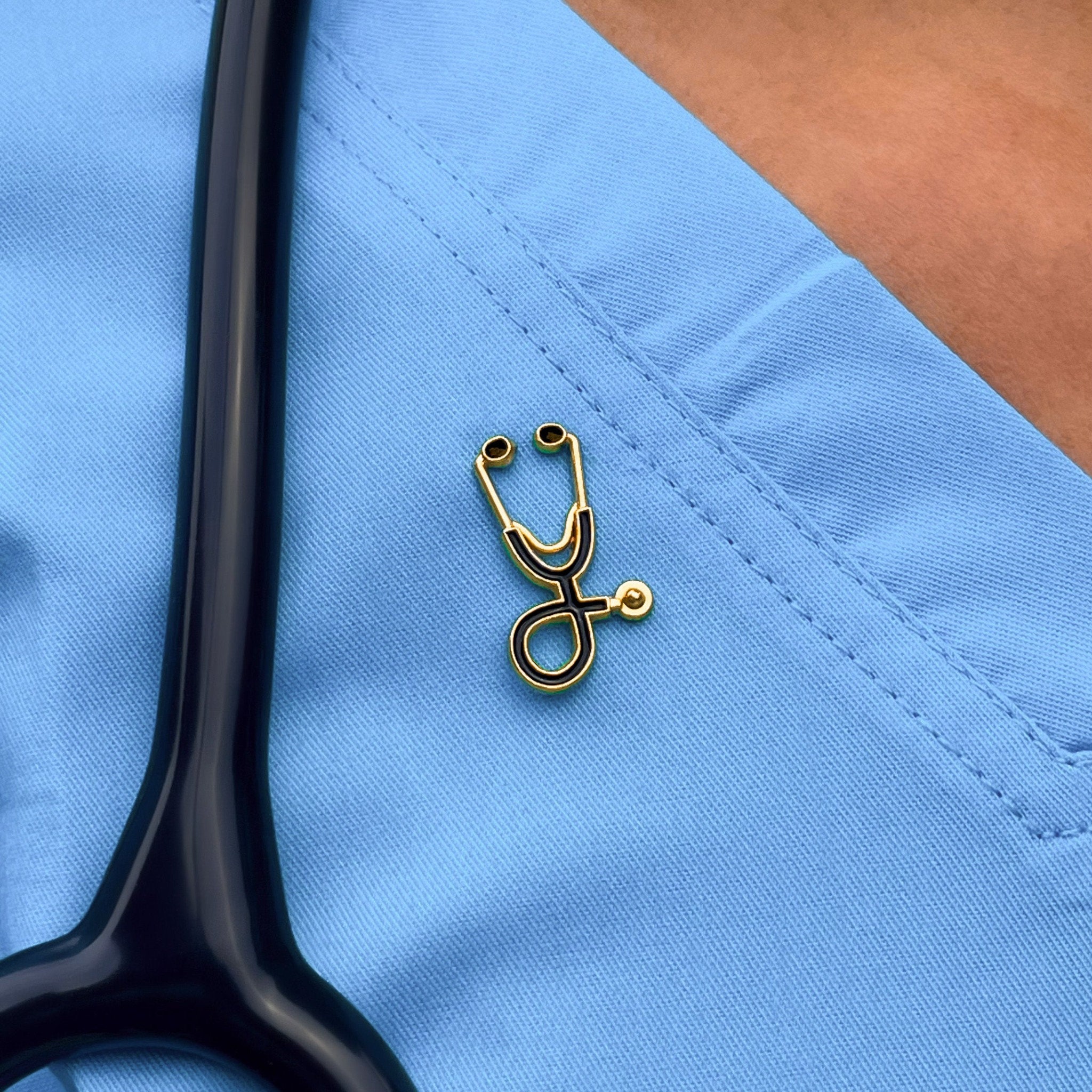 Black/gold Stethoscope Pin, Handmade Medical Accessory, Nurse Gift ...