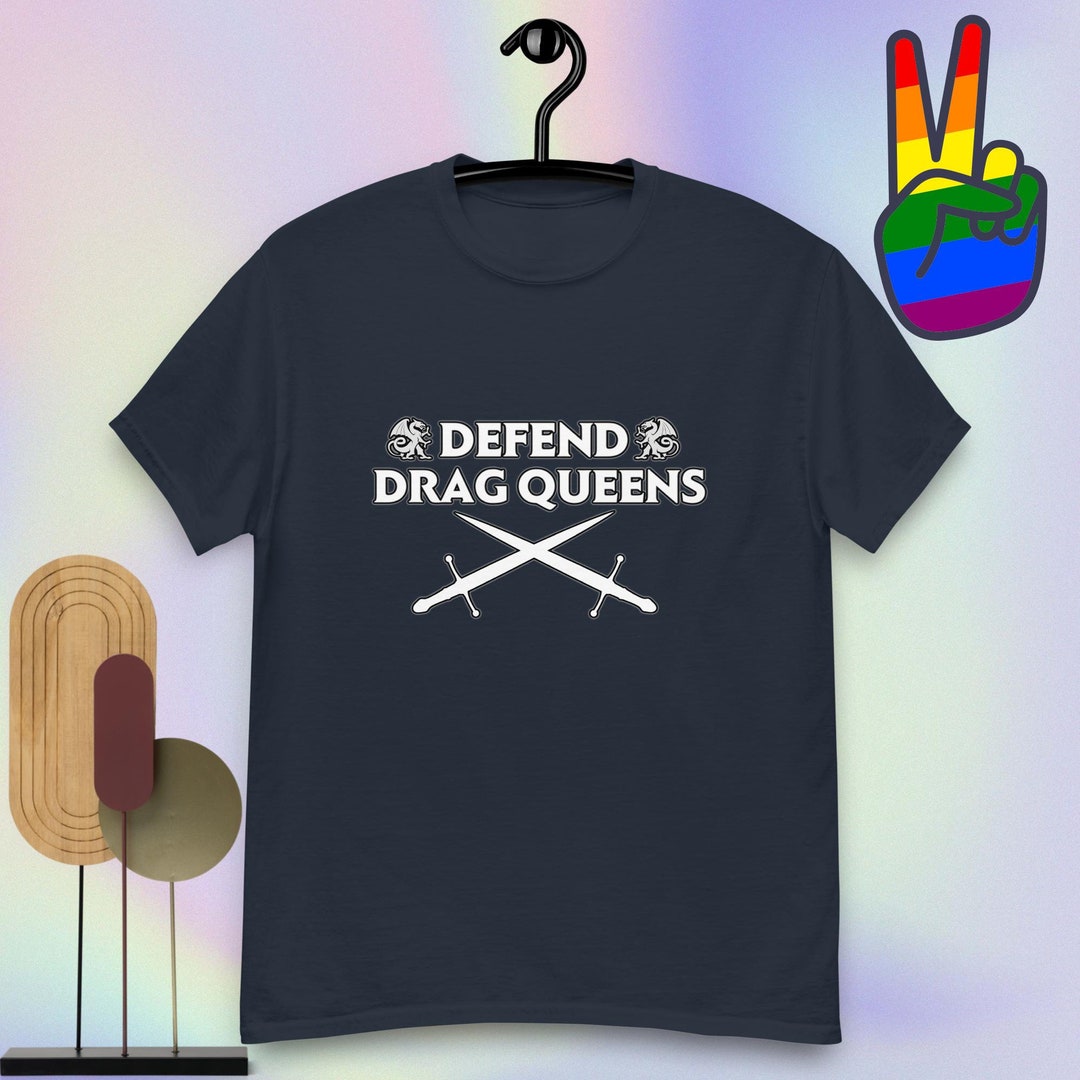 Defend Drag Queens Lgbtq Pride Dnd Style Light Text Classic Tee - Etsy