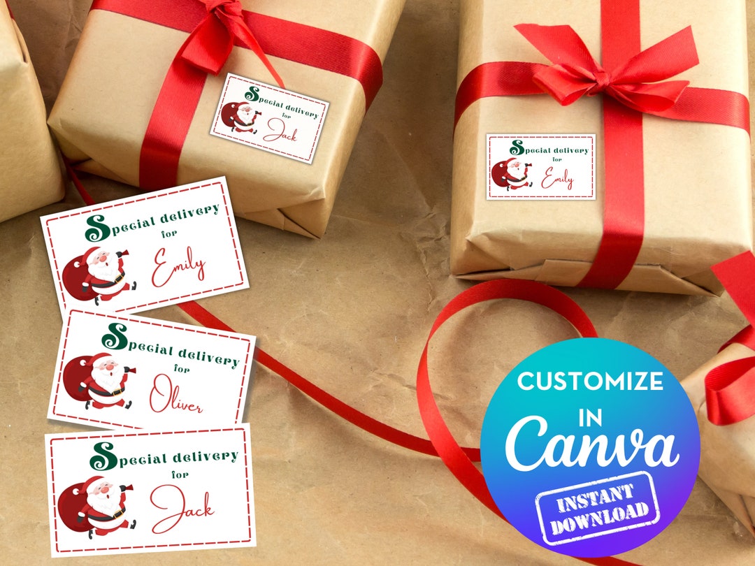 Christmas Name Labels Stickers Printable Labels Template Personalised ...