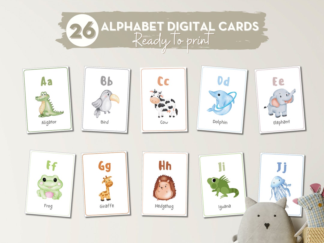 Printable Animals Alphabet Flash Cards, Teacher Classroom Decor ...