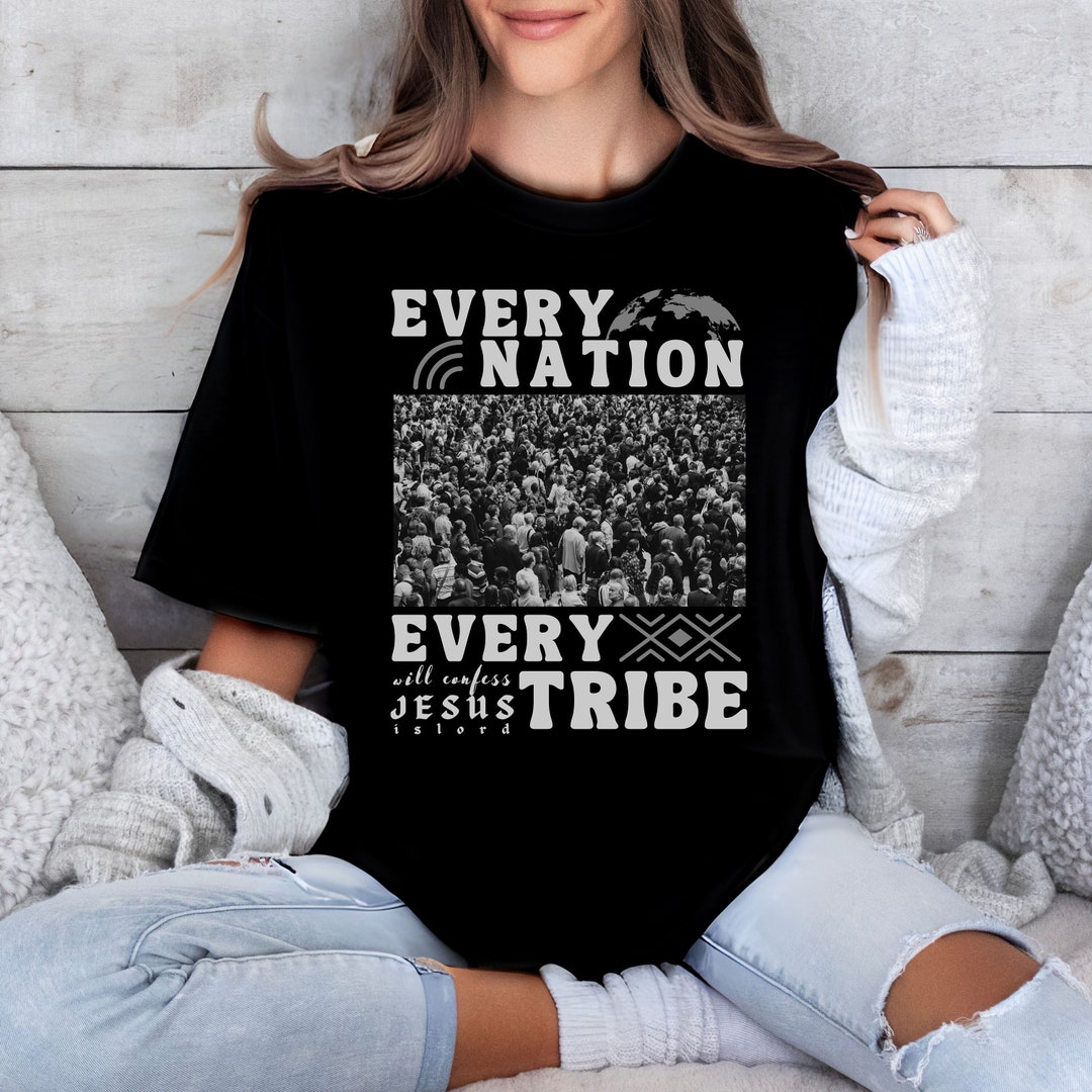 Christian Black Oversized Every Nation Every Tribe Will Confess Jesus is Lord Tee, Aesthetic ...
