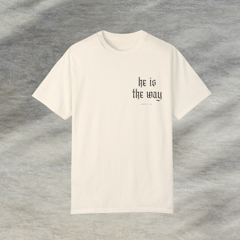 Men Christian Shirts Gift for Him, Ivory Oversized 'he is the Way' Tee ...