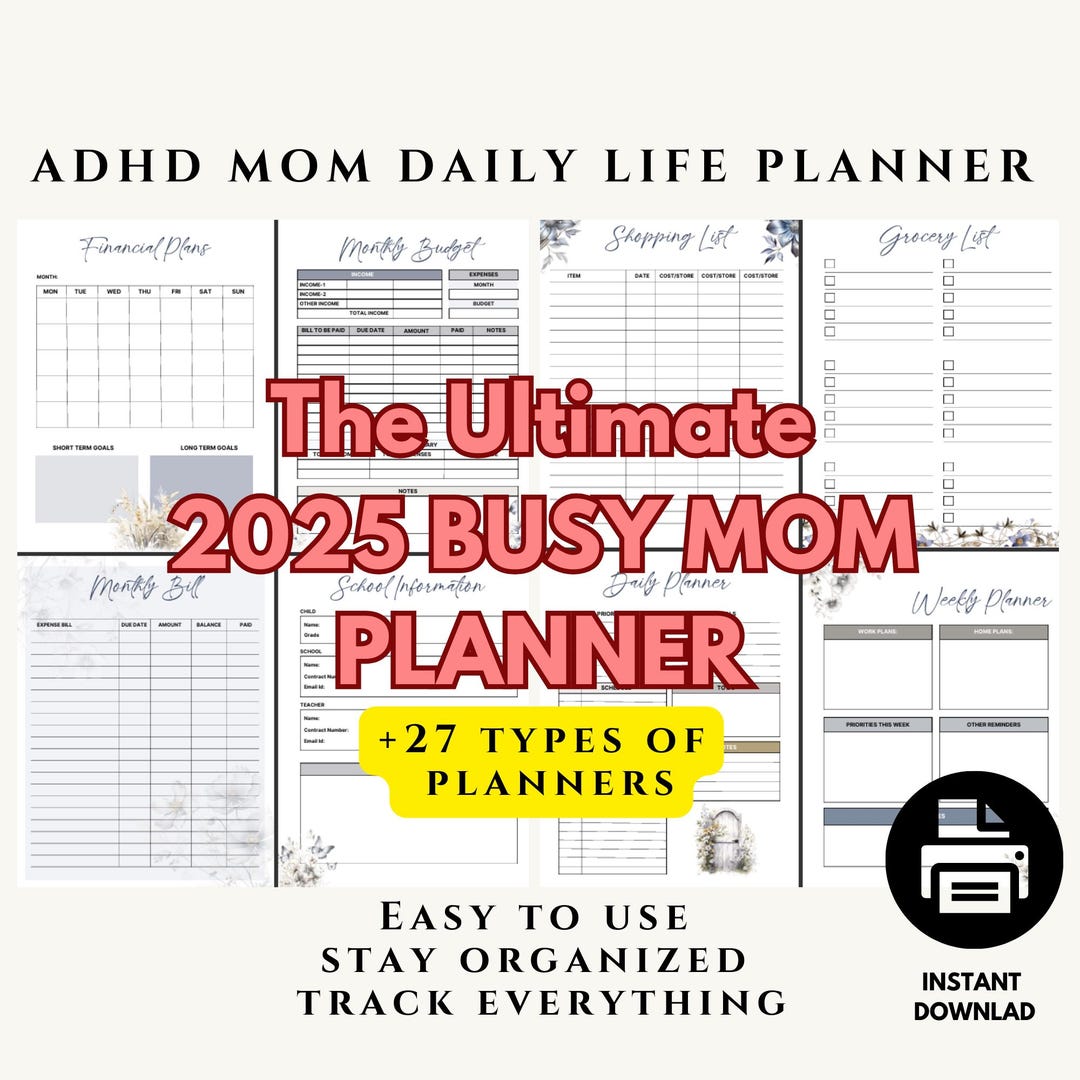 Ultimate Busy Mom Master Planner | 2025 Adhd-friendly Planner | Home ...