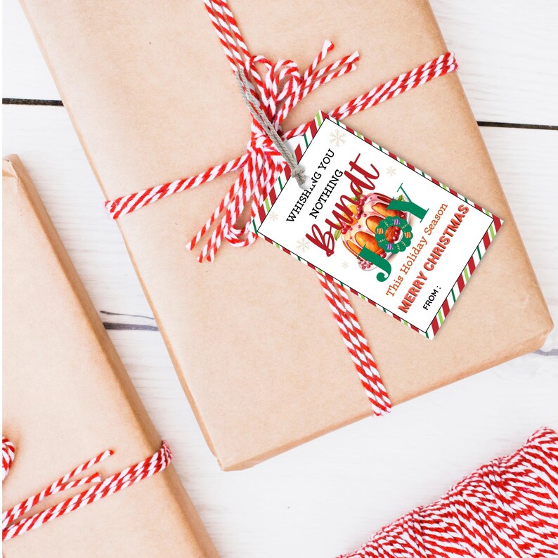 Wishing You Nothing Bundt Joy Gift Tags, Holiday Treat Tags, Bundt Cake ...
