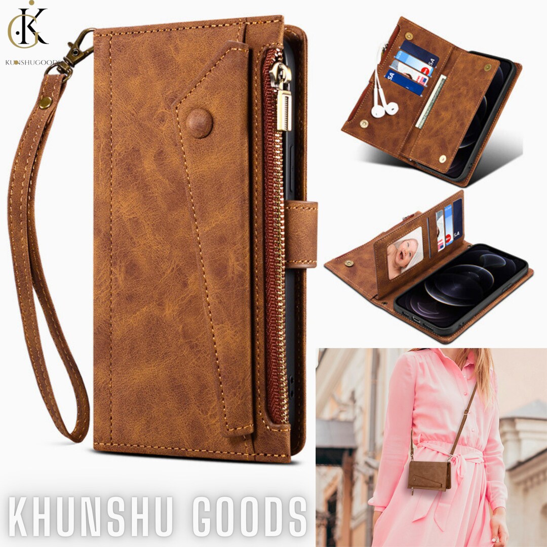 Elegant Leather Wallet Shoulder Strap Case, Fashionable Flip Cover ...
