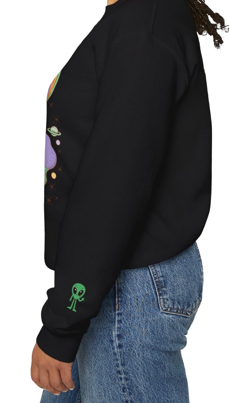 UFO Cow Sweatshirt, Alien Sleeve Decal,cow Shirt, Space Sweatshirt ...