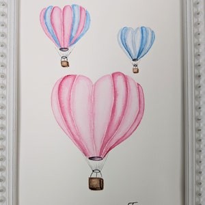 Heart-shaped Hot Air Balloons Original Watercolor - Etsy