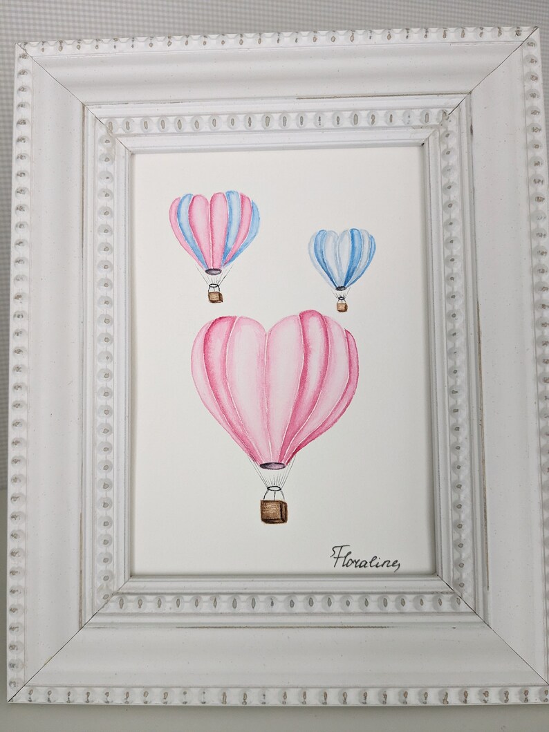 Heart-shaped Hot Air Balloons Original Watercolor - Etsy