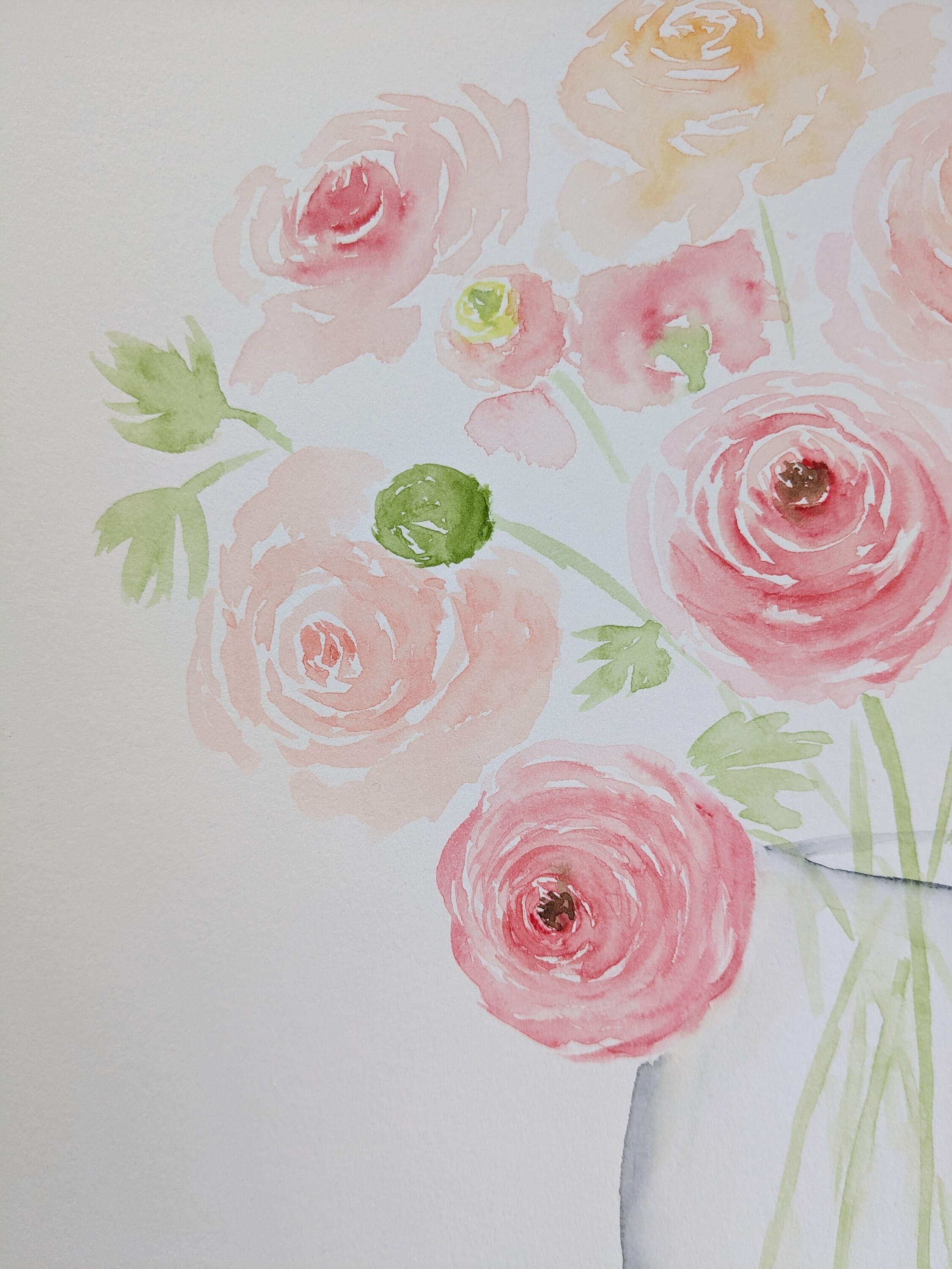 Ranunculus Bouquet Loose Watercolor Original Painting - Etsy