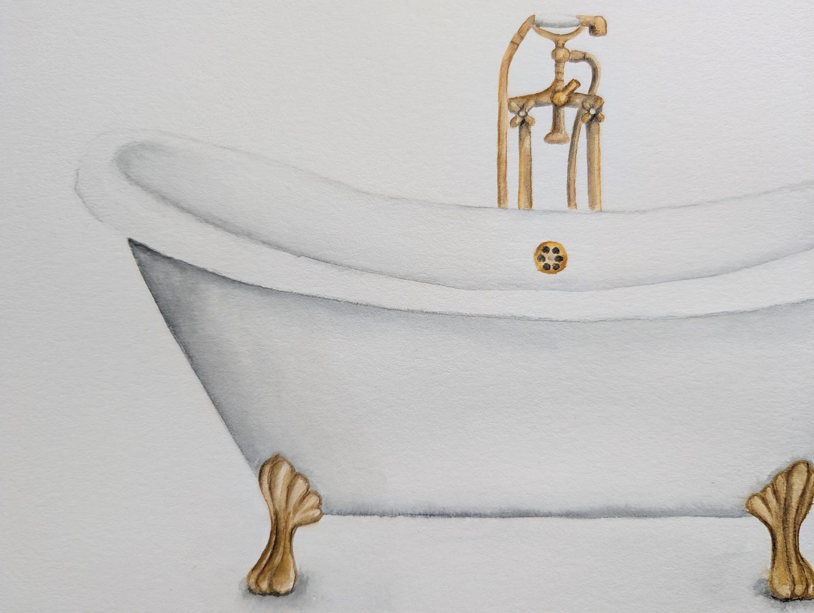 Vintage Bathtub Original Watercolor - Etsy