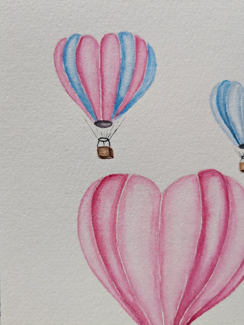 Heart-shaped Hot Air Balloons Original Watercolor - Etsy