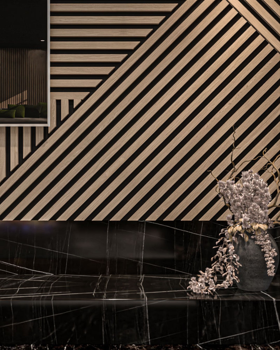 Adjustable Light Oak Wood Slat Wall Molding Panel Kit - Etsy