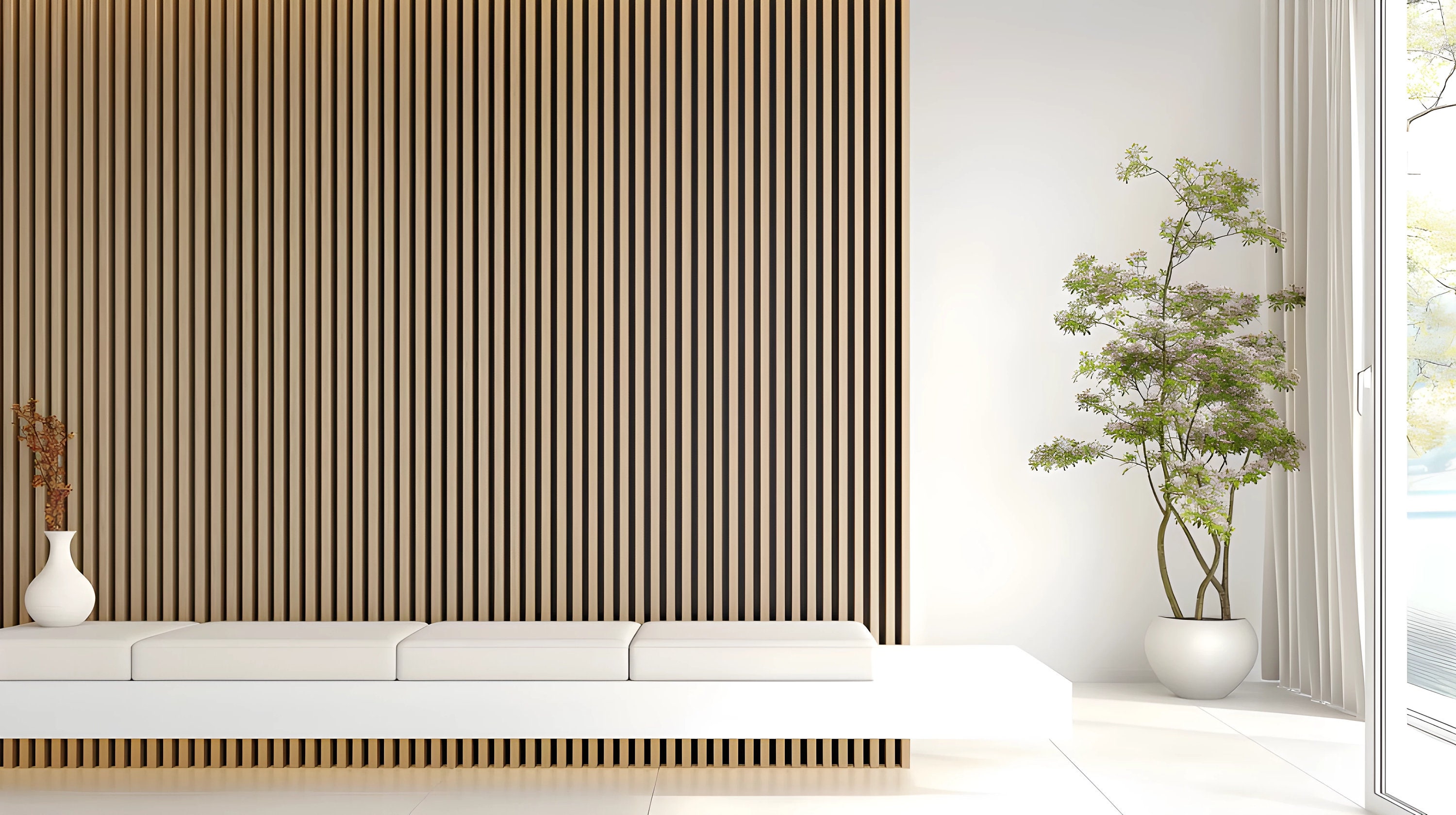 Arctic Oak Acoustic Wall Panels Real Wood Veneer slat Wall Panel for ...