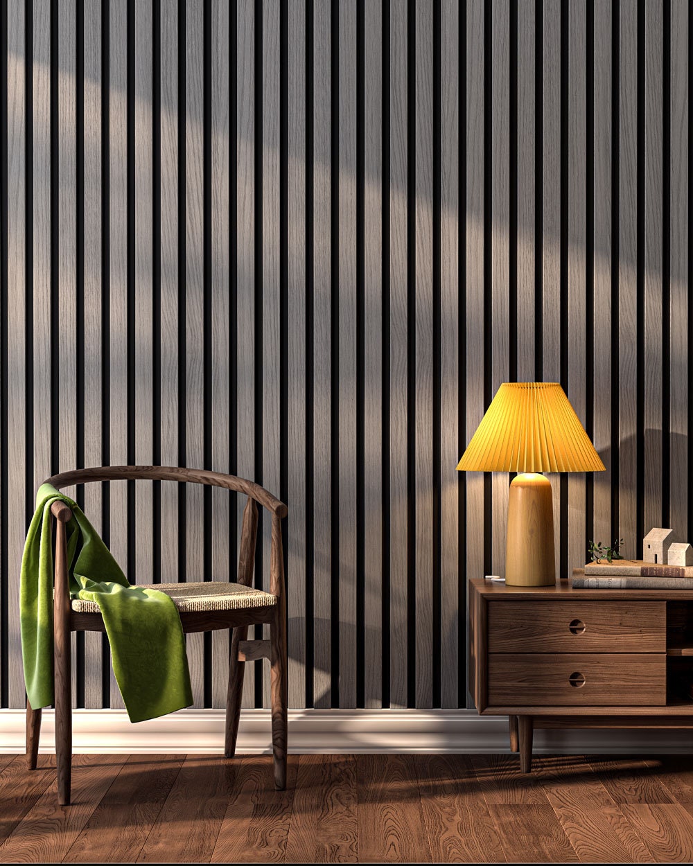 Pebble Gray Acoustic Slat Wood Paneling for Soundproofing Walls and ...