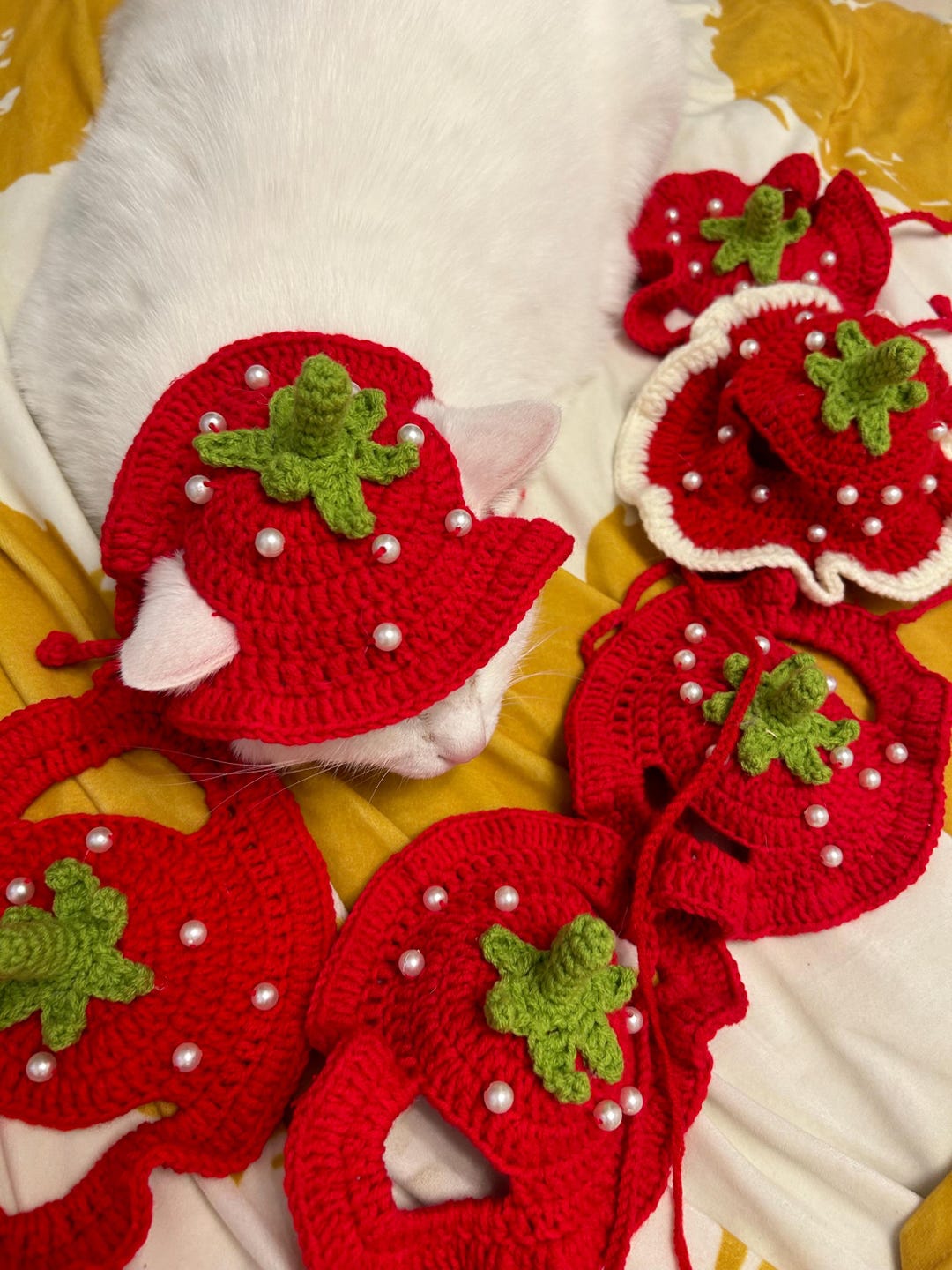 Handmade Crochet Strawberry Hat for Cat and Small Dog Cute Style - Etsy UK