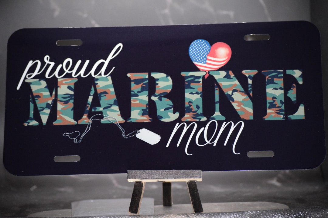 Custom Proud Marine Mom License Plate Military Camo Heart Design - Etsy