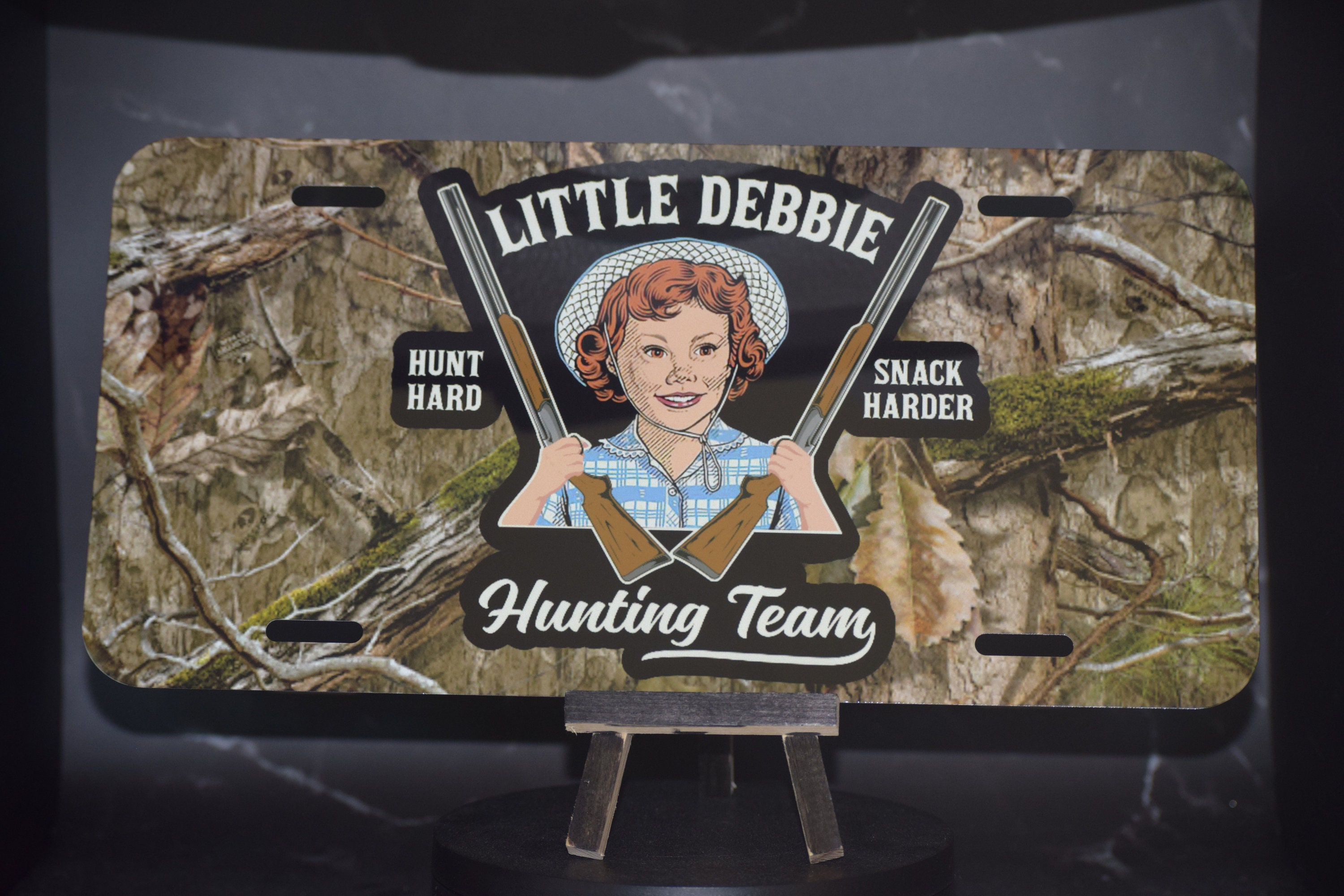 Little Debbie Hunting Team Custom License Plate With Shotguns - Green ...