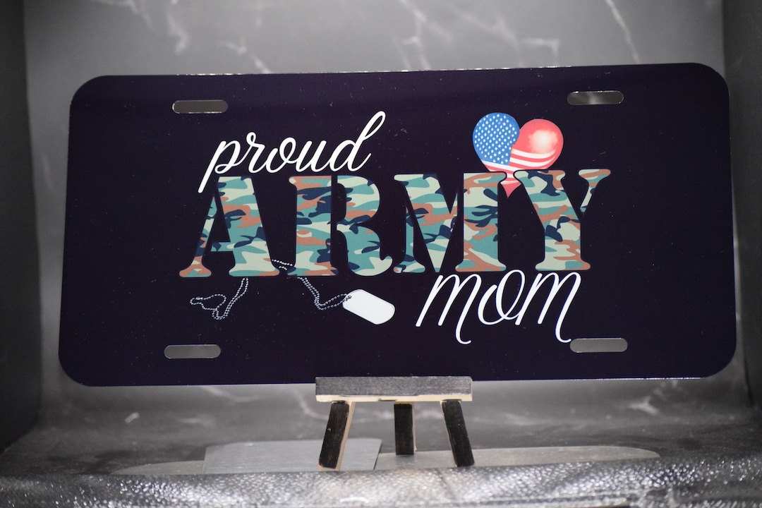 Custom Proud Army Mom License Plate With Camouflage Lettering ...