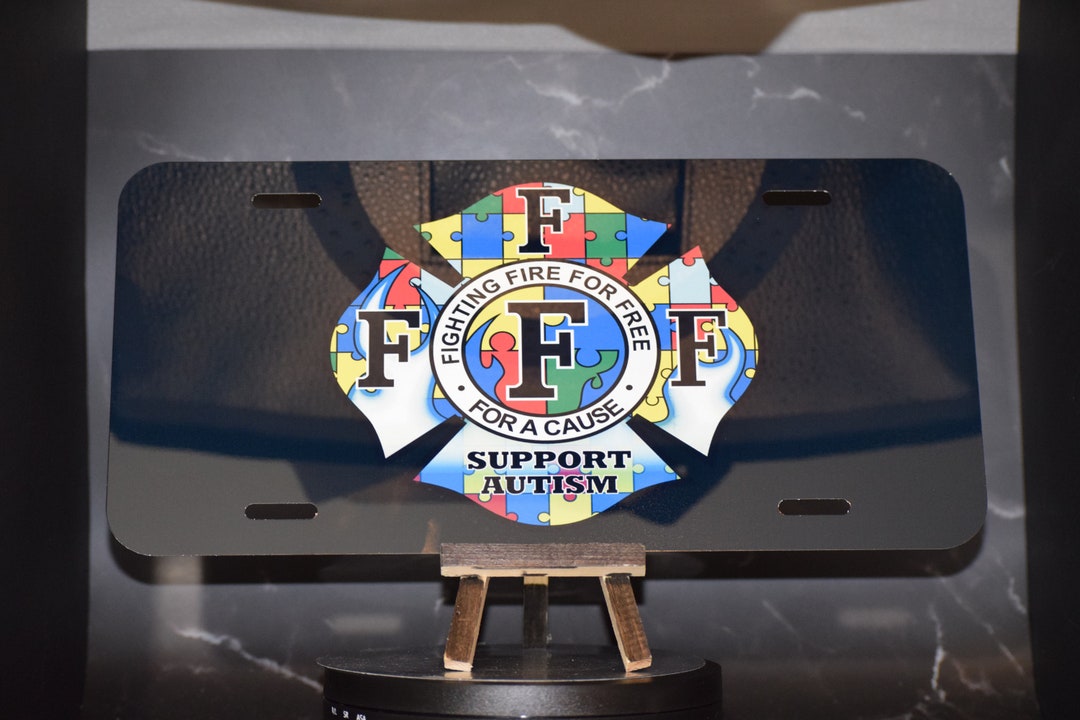 Autism Maltese Fire Department Cross License Plate | Personalized Car ...