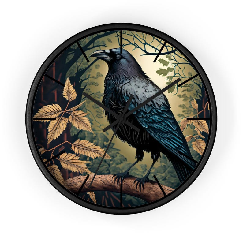 Raven Clock Dark Academia William Morris Style Gothic Wall Decor ...