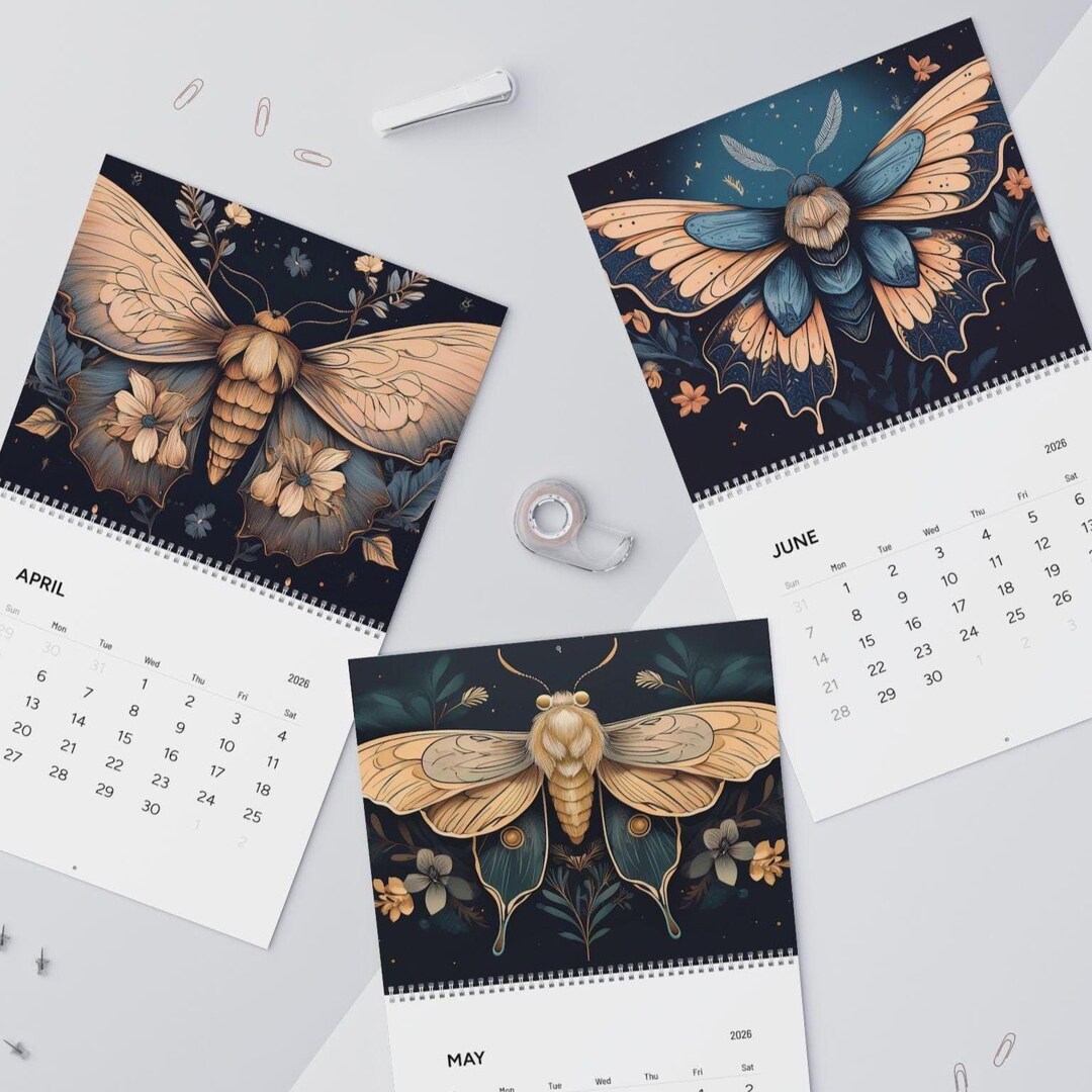 2026 Moth Wall Calendar: Dark Academia Nature Art Monthly Planner - Etsy