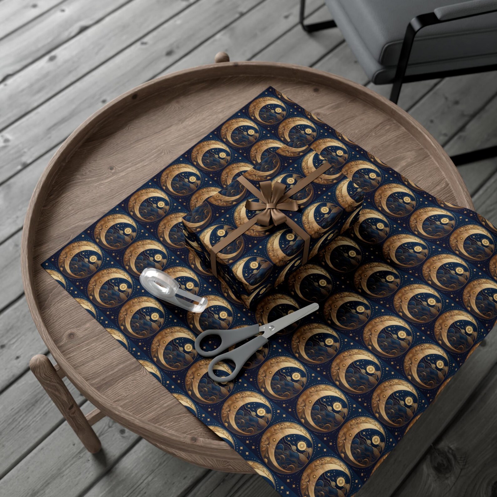 Gift Wrap Celestial Sun and Moon Design Cosmic Wrapping Paper for ...
