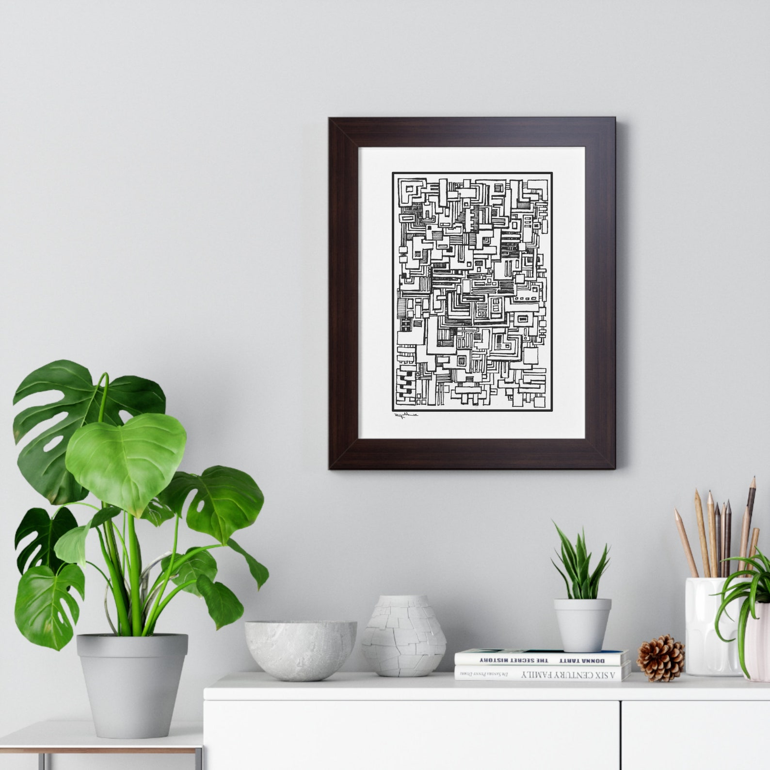 Framed Vertical Poster City Scape Pen and Ink Drawing Hand Drawn Art - Etsy