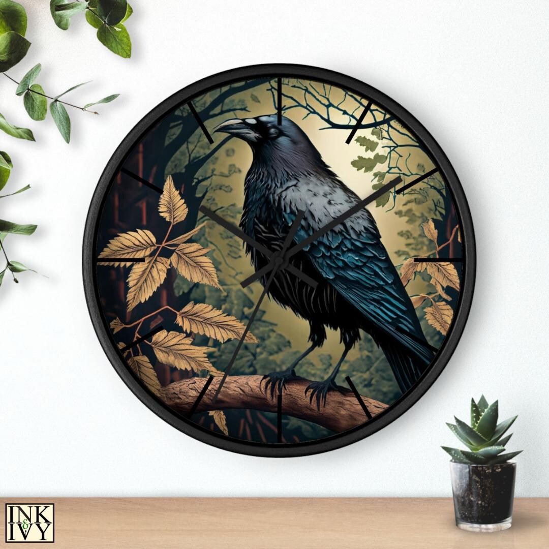 Raven Clock Dark Academia William Morris Style Gothic Wall Decor ...