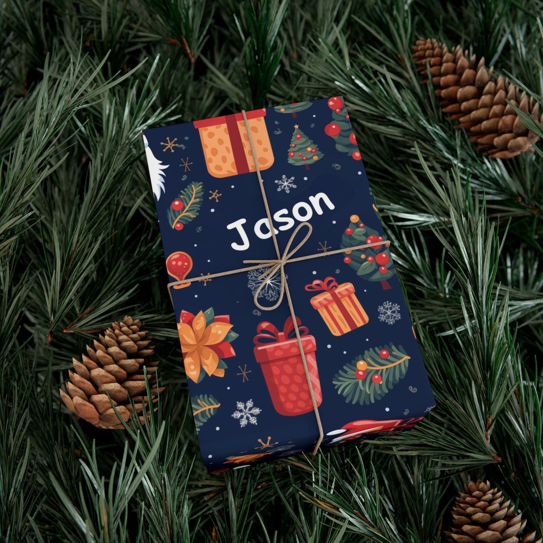 Personalized Name Custom Navy Christmas Wrapping Paper - Etsy