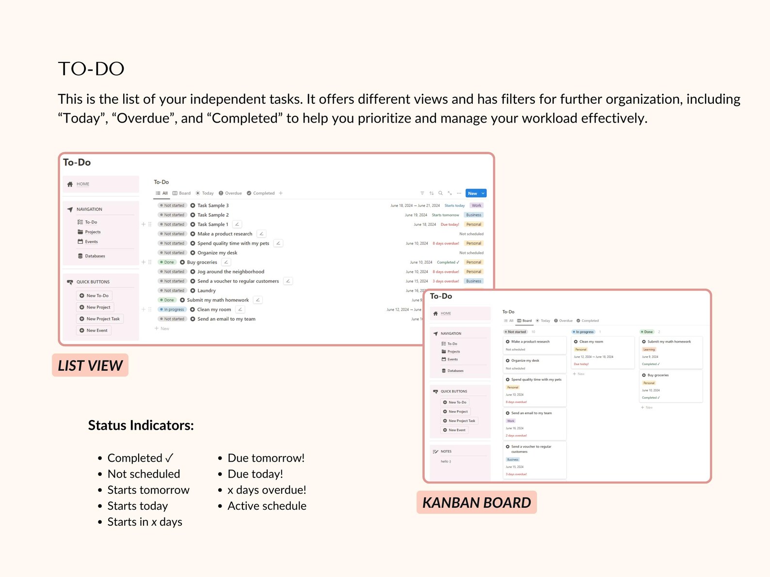 Task Tracker Notion Template, To-do List, Project Management, Events ...
