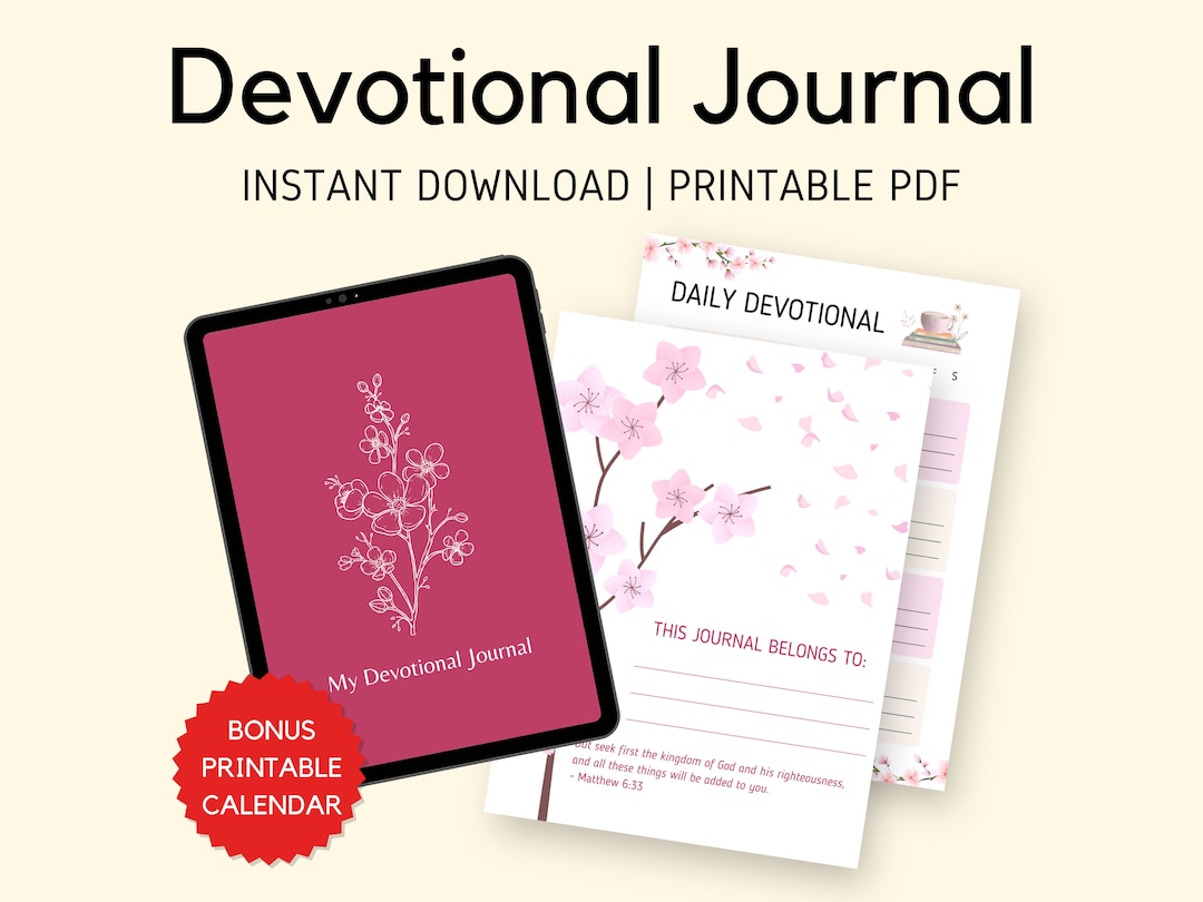 Devotional Journal Printable for Women Prayer Journal, Faith Journal, Bible Study Journal ...