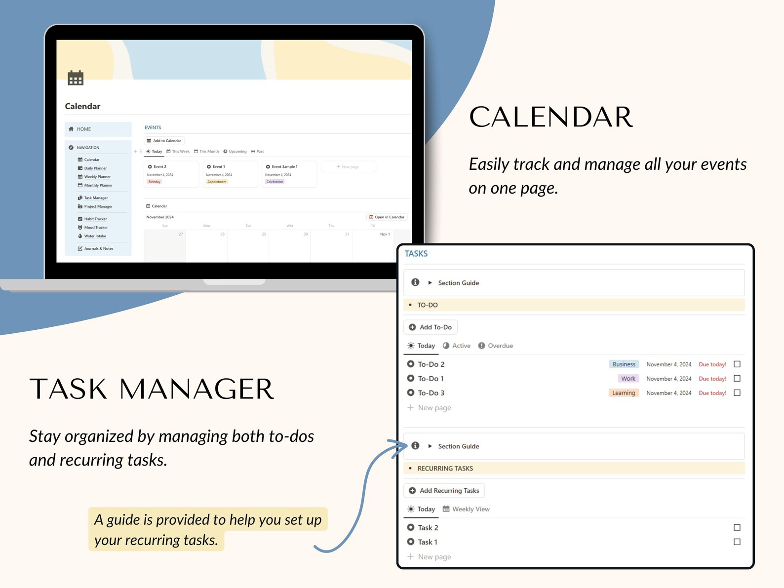 Productivity Planner Notion Template, Projects and Tasks Tracker, Daily ...