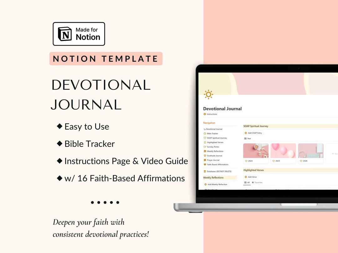 Devotional Journal Notion Template, Bible Reading Tracker, Digital ...