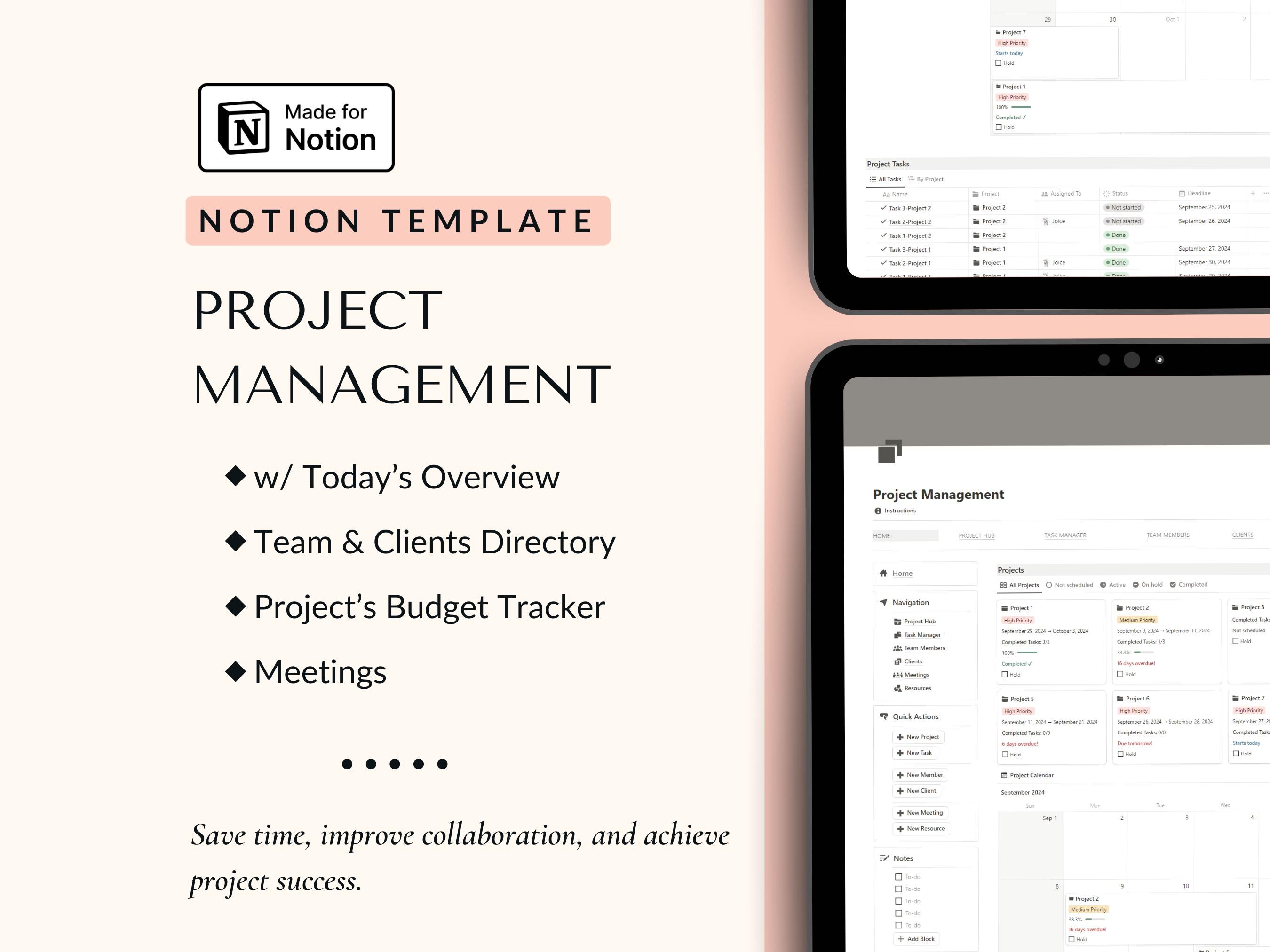 Project Management Notion Template for Team, With Client Directory ...