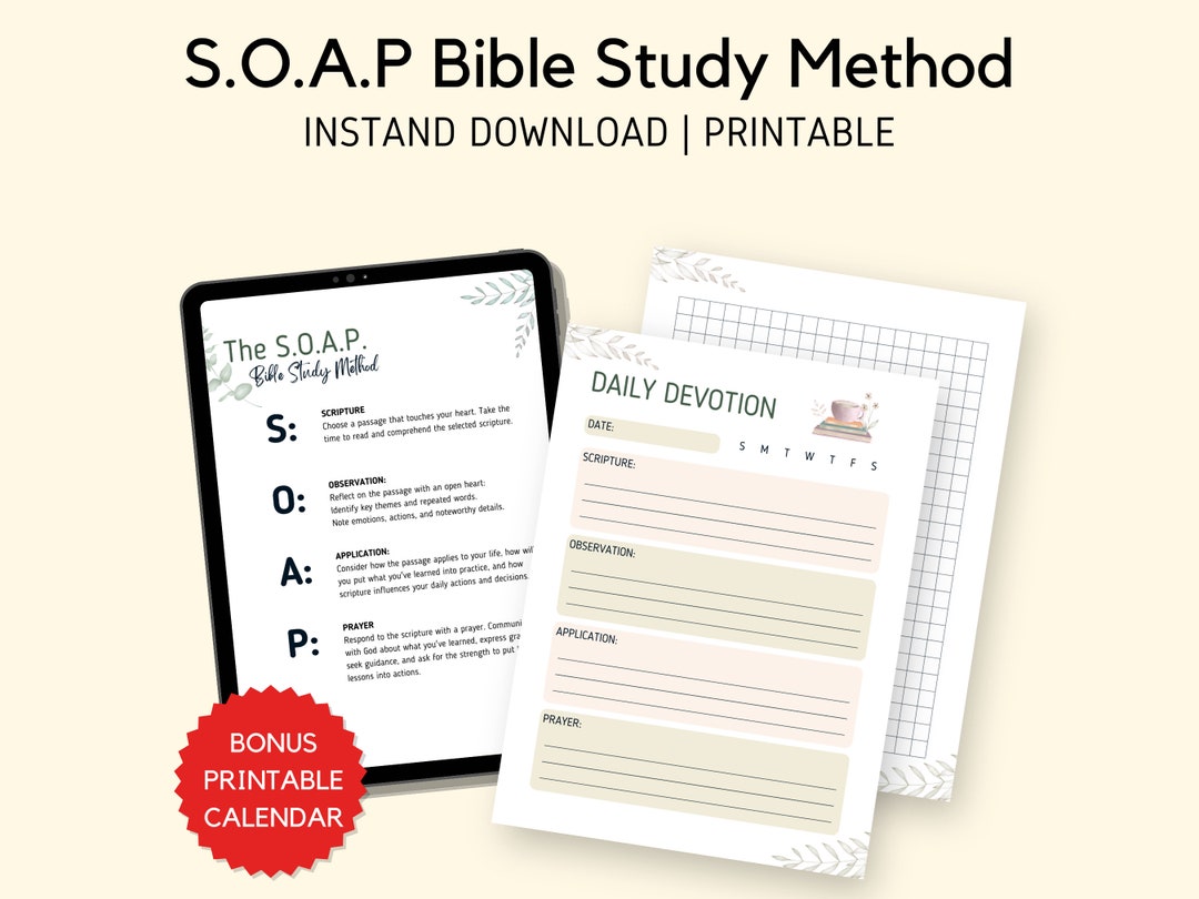 Printable SOAP Study Template, SOAP Bible Study Method, Daily ...