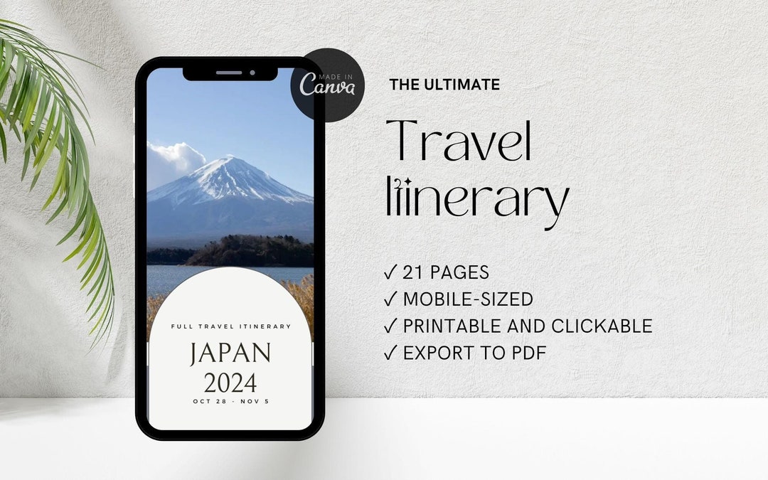 Digital Travel Itinerary Canva Template, Aesthetic Travel Itinerary ...