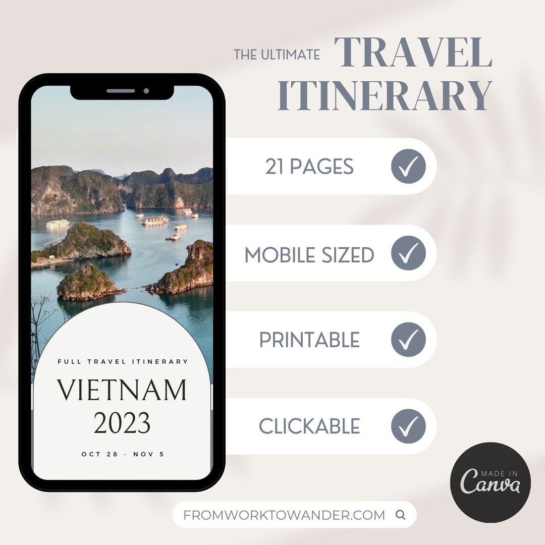 Digital Travel Itinerary Canva Template, Aesthetic Travel Itinerary ...