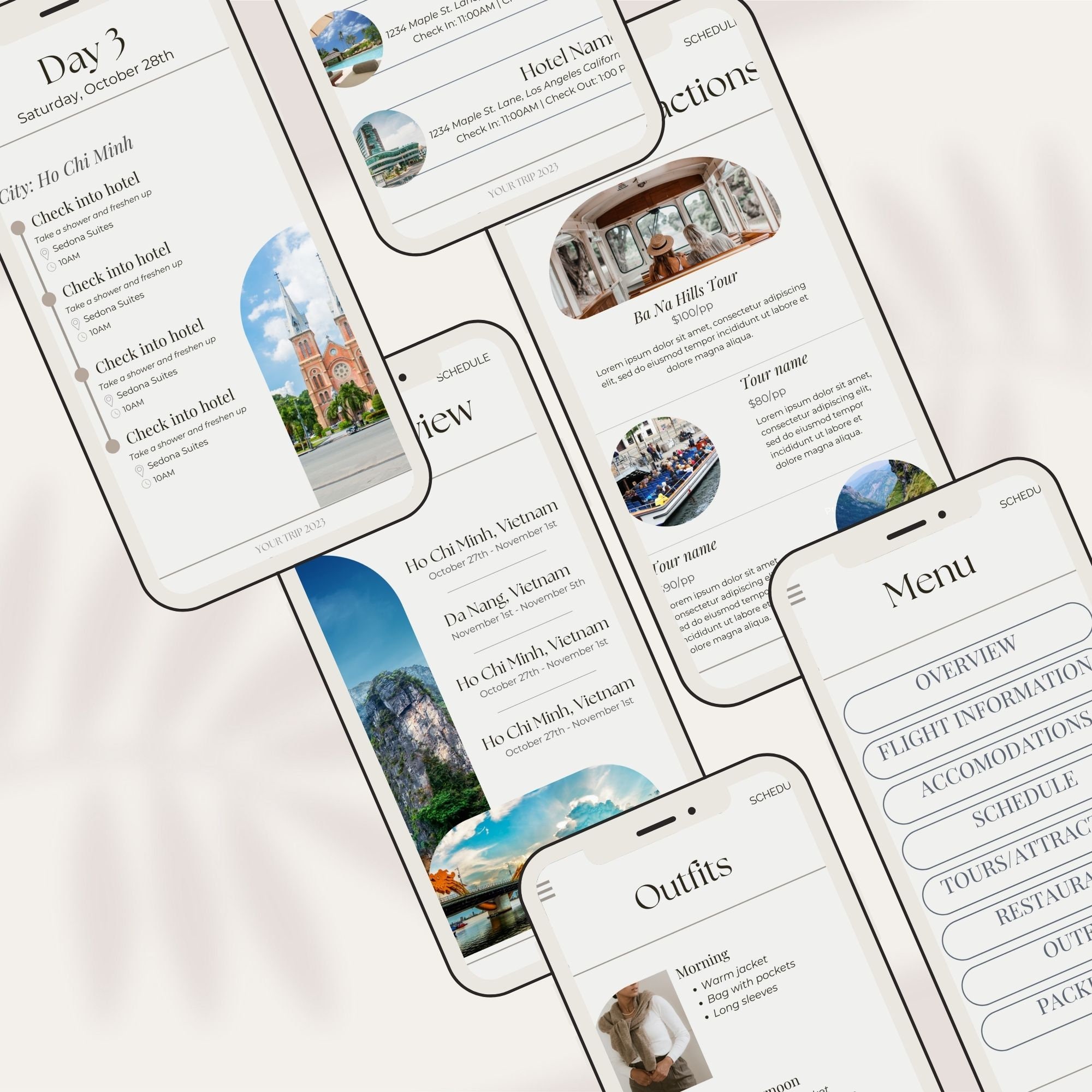 Digital Travel Itinerary Canva Template, Aesthetic Travel Itinerary ...