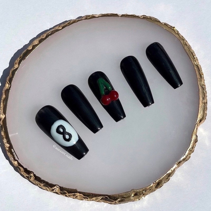Press on Nails 8 Ball - Etsy