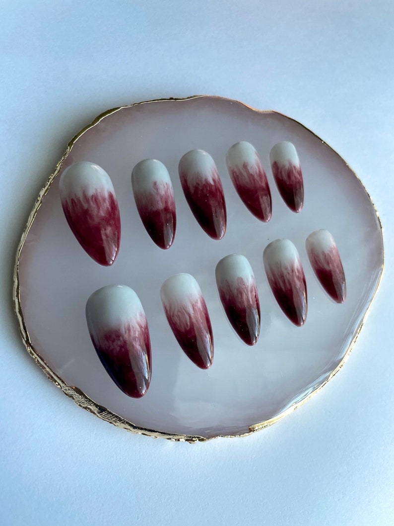 Spooky Halloween Blood Swirl Dip Press on Nails/red and Black Aura ...