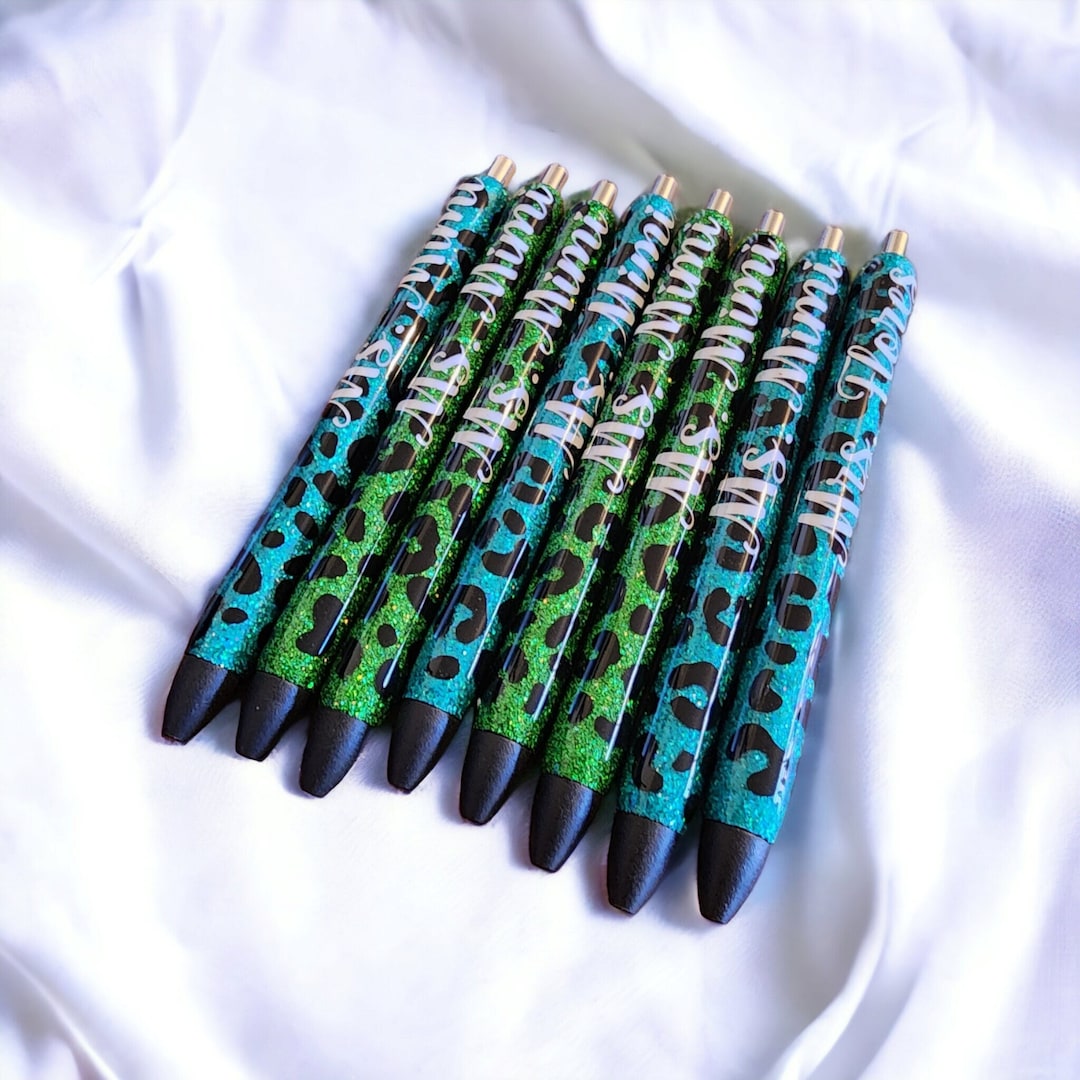 Personalized Glitter Pens With Leopard Print - Etsy
