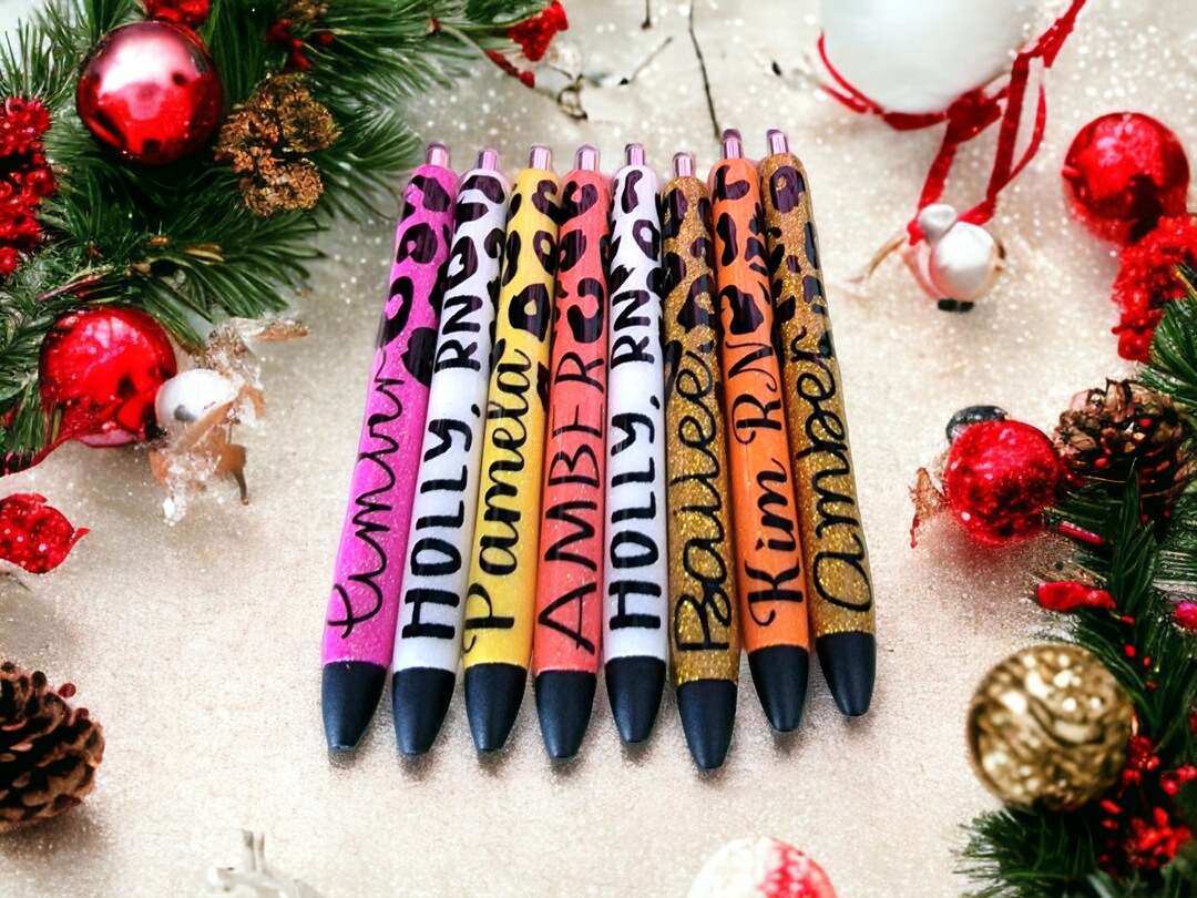 Leopard Print Glitter Pens, Personalized Pens for Gifting - Etsy