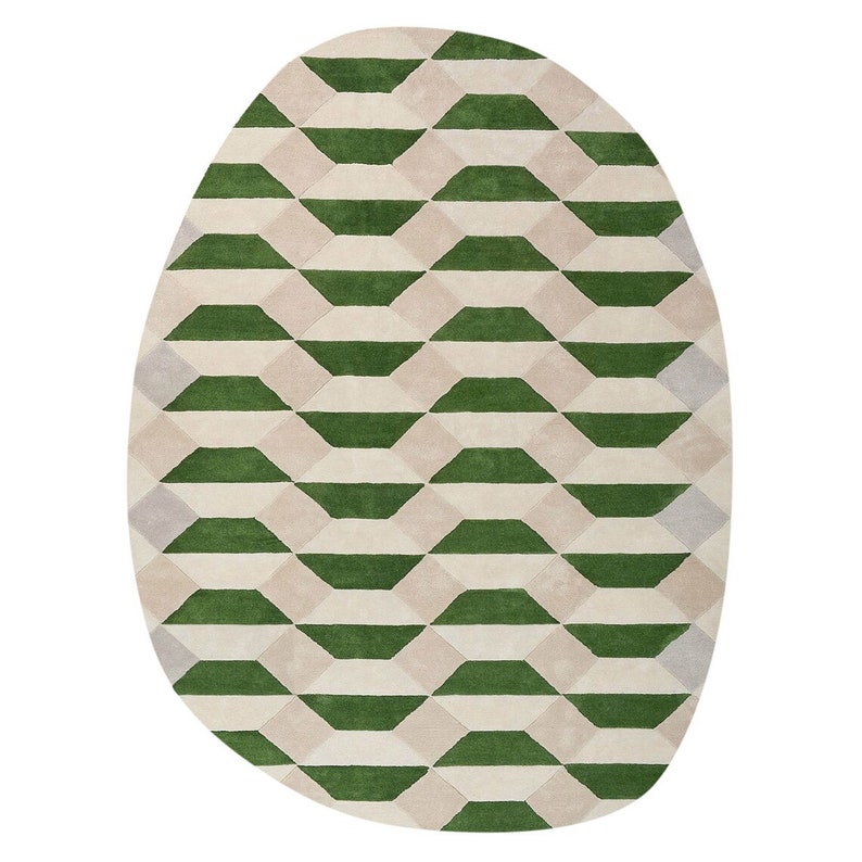 6x9 Hand Tufted Oval Shaped Rug Modern Oval Large Area Rug Pure 100% ...