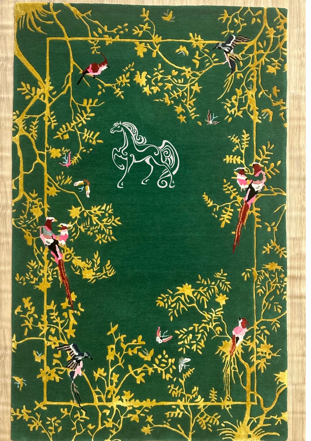 Chinese Luxury Bird Design Hand Made Tufted Rugs 100% Fine Wool & Silk ...